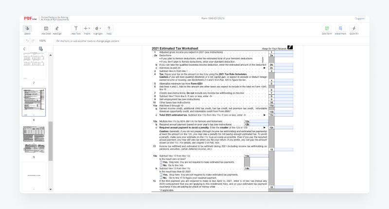 Learn More About Estimated Tax Form 1040 ES on guide | PDFliner